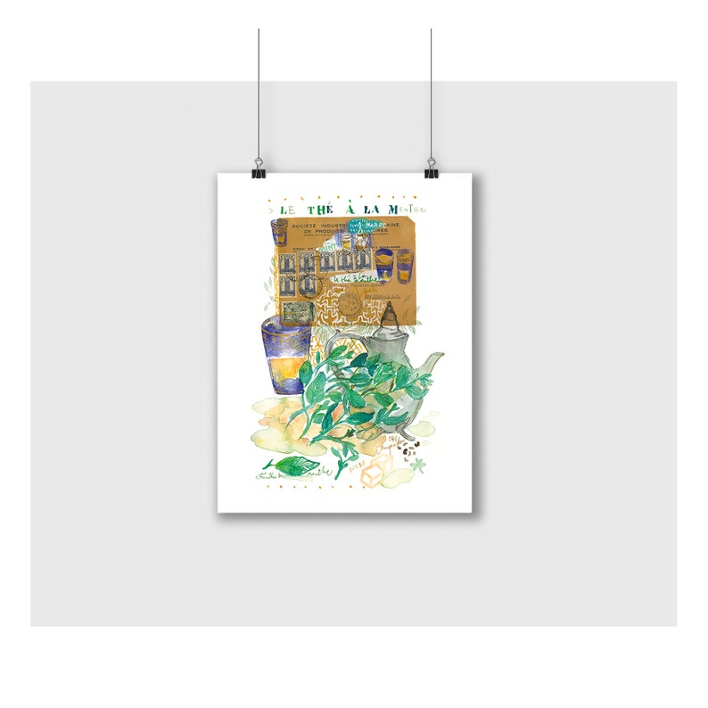 Fresh Mint Tea Print Peppermint Tea Poster Watercolor | Etsy