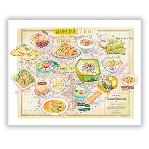 Custom Food Map Print, Watercolor Painting, State Map Poster ...