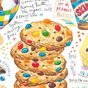 Monster Cookie Recipe Poster, Watercolor Painting, Colorful Kitchen ...