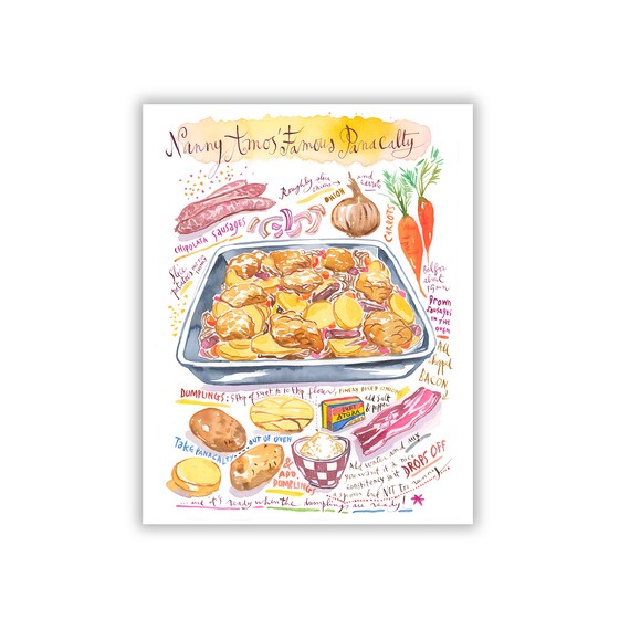 Home Décor Prints Recipe Digital Illustration Food Recipe Illustration ...
