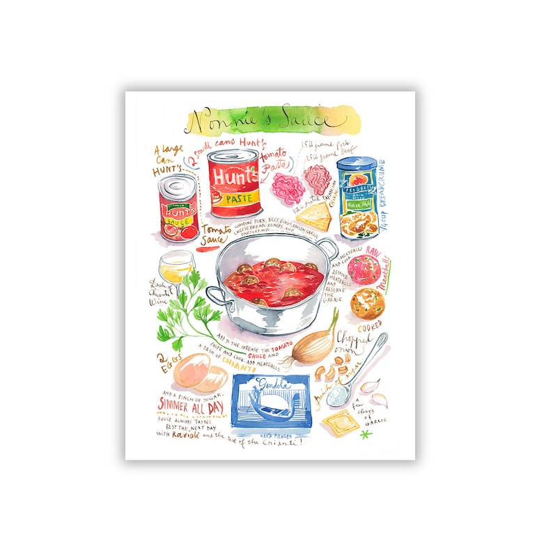 Aquarelle de votre recette préférée Recette illustrée Dessin - Etsy France