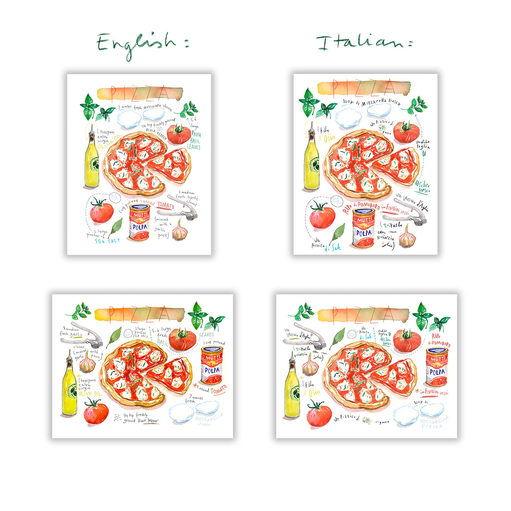 Neapolitan Pizza Print Italy Food Poster Recipe Artwork - Etsy UK