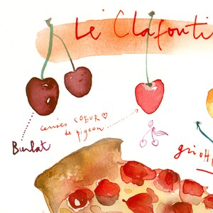 French Cherry Pie Poster, Illustrated Recipe Print, French Kitchen ...