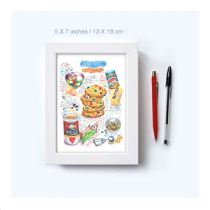Monster Cookie Recipe Poster, Watercolor Painting, Colorful Kitchen ...