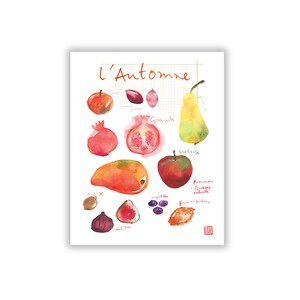 Set of 4 Watercolor Fruit Prints, Seasonal Fruit Posters, Kitchen Print ...