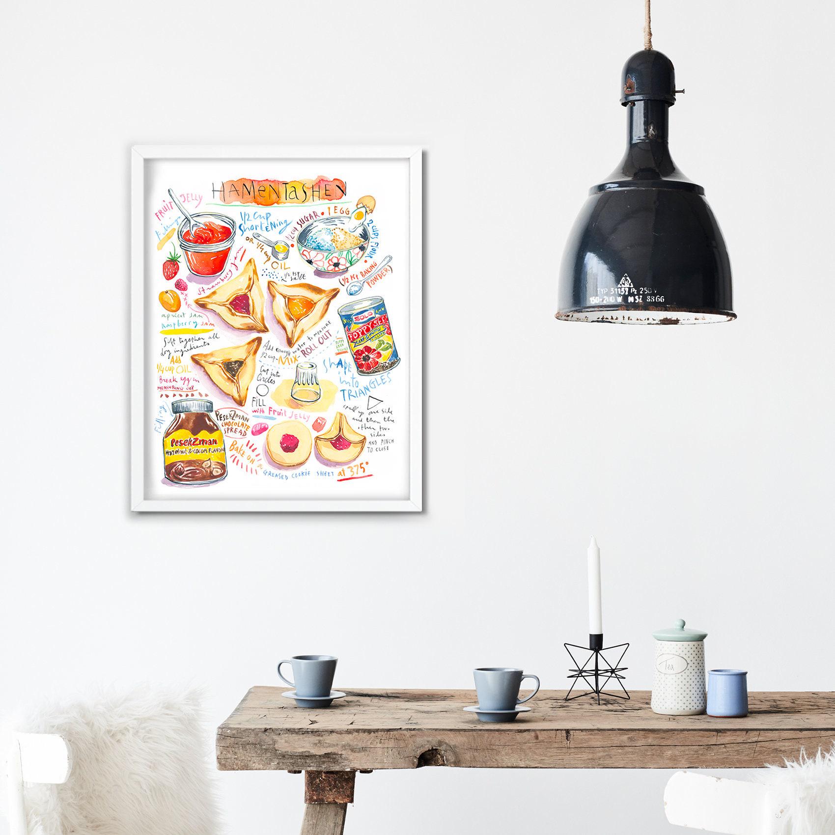 Hamentashen Recipe Watercolor Print: Jewish Bakery Kitchen Wall Art - Etsy