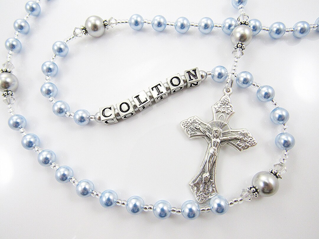 First Communion Rosary for a Boy - Catholic Gift Personalized Keepsake ...