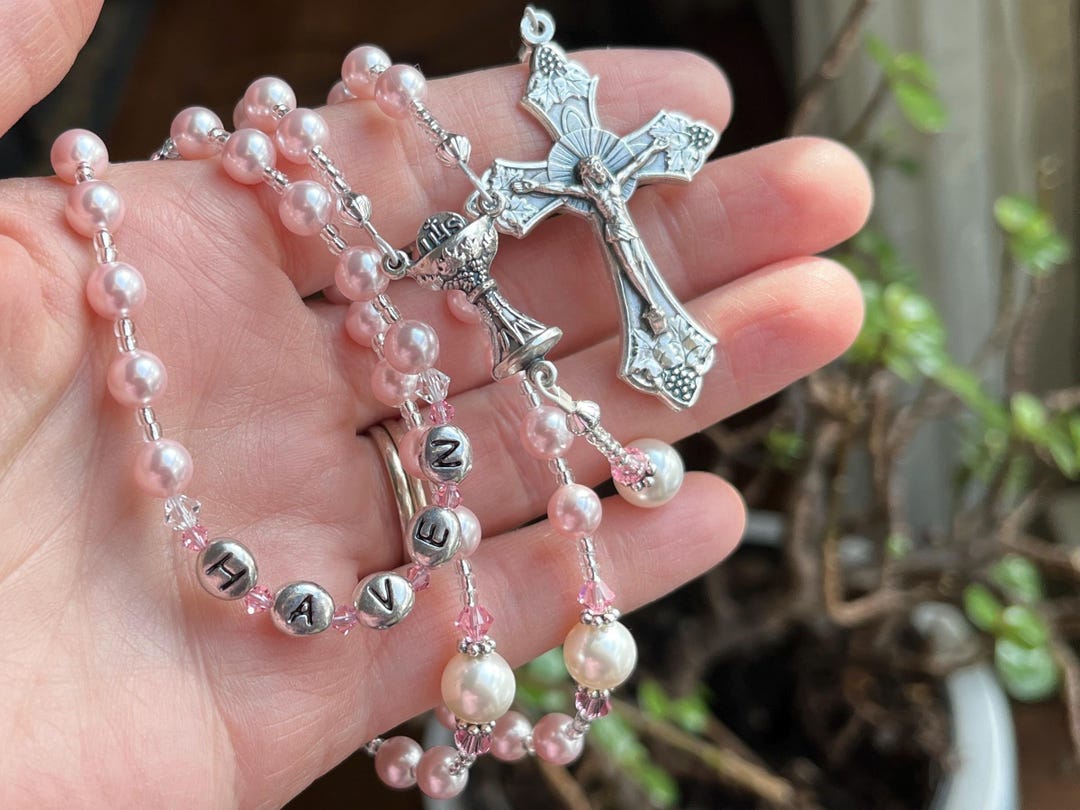 Pink Rosary for a Little Girl's Baptism, Christening or First Communion ...