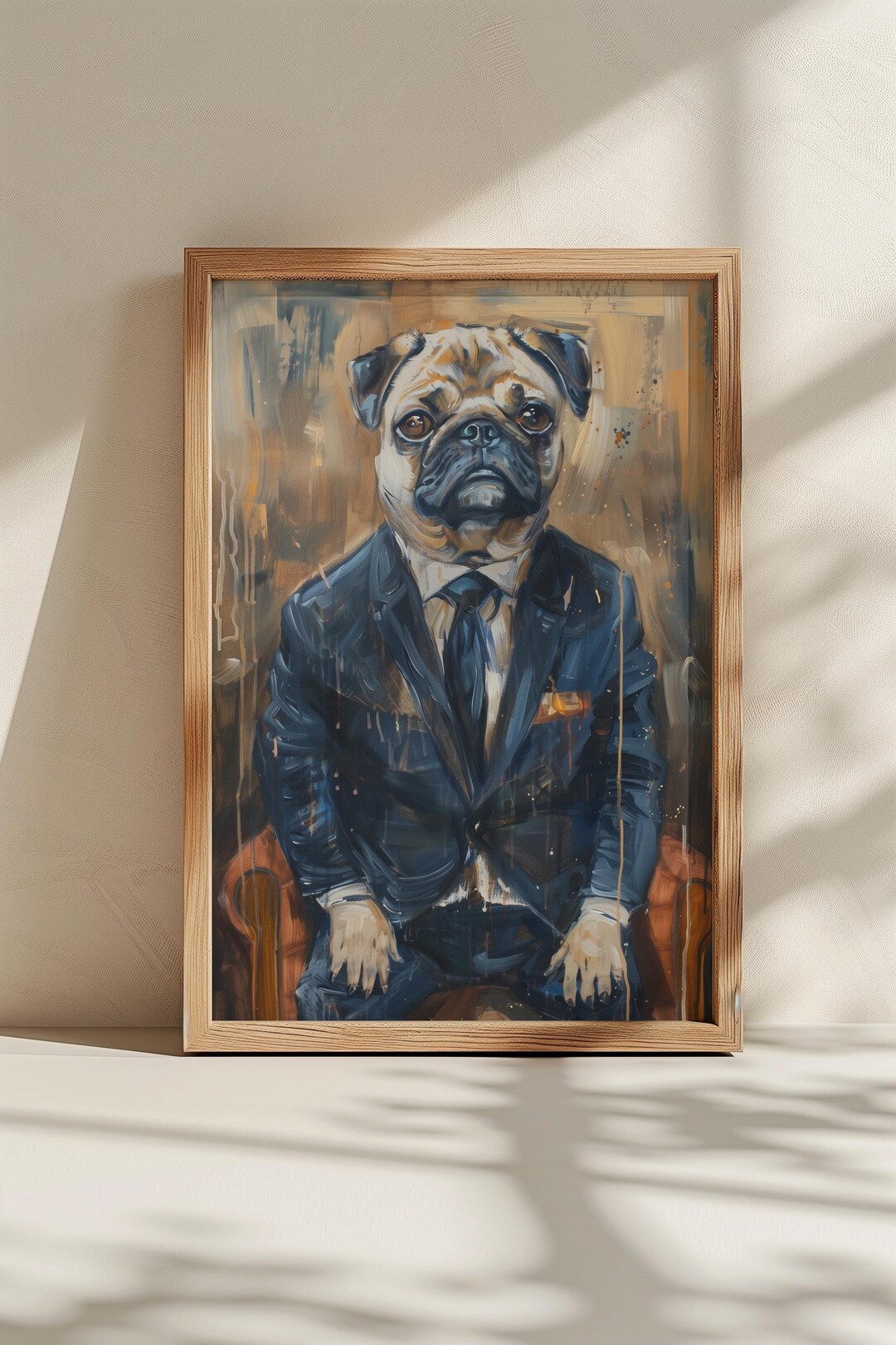 CEO Pug Wall Art | Funny Dog in Suit | Whimsical Animal Portrait ...