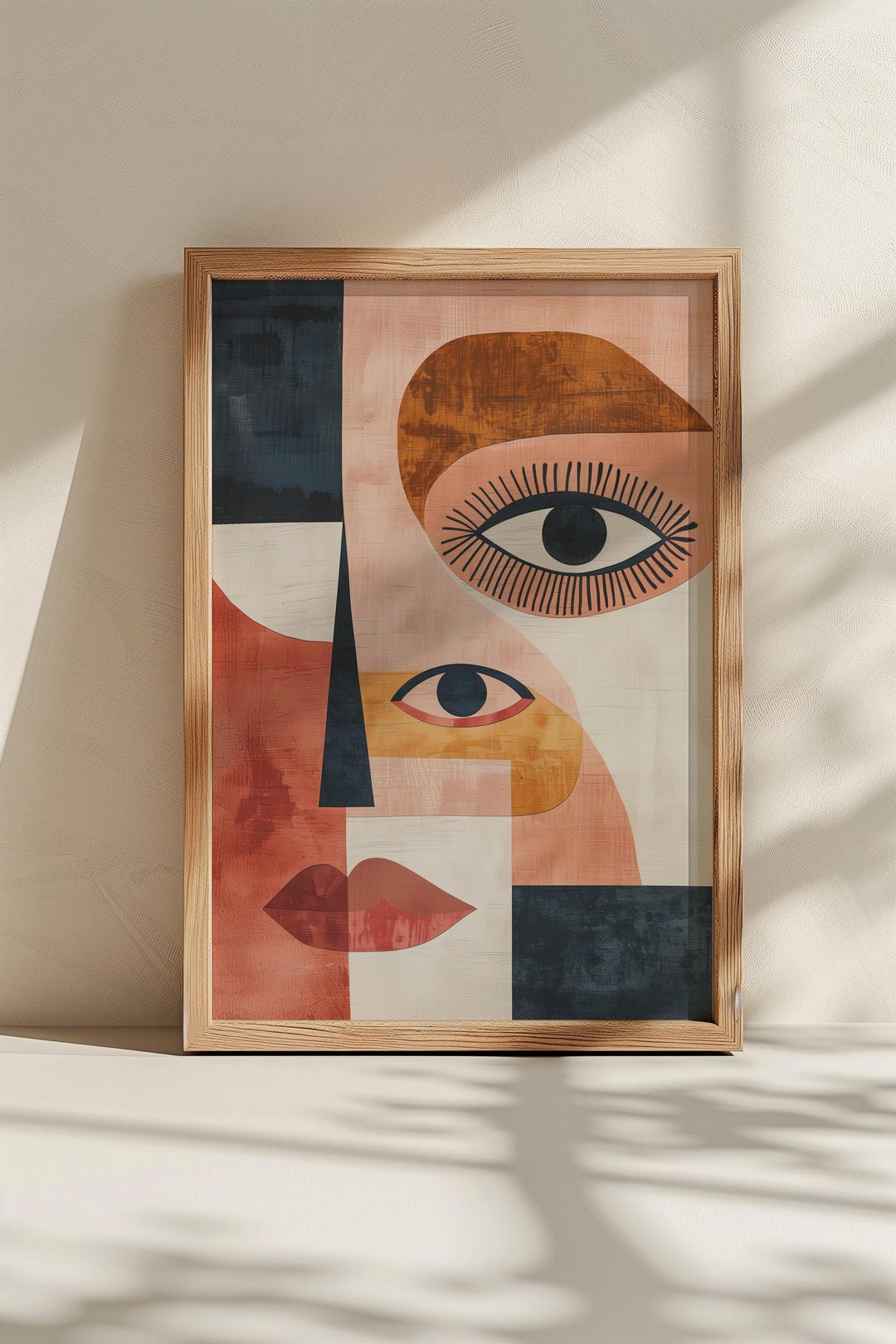 Abstract Spiritual Face Wall Art Print, Modern Boho Poster, Terracotta ...