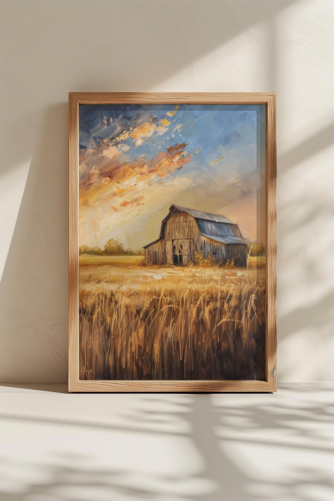 Vintage Barn Landscape Print, Rustic Farm Wall Art, Country Field ...