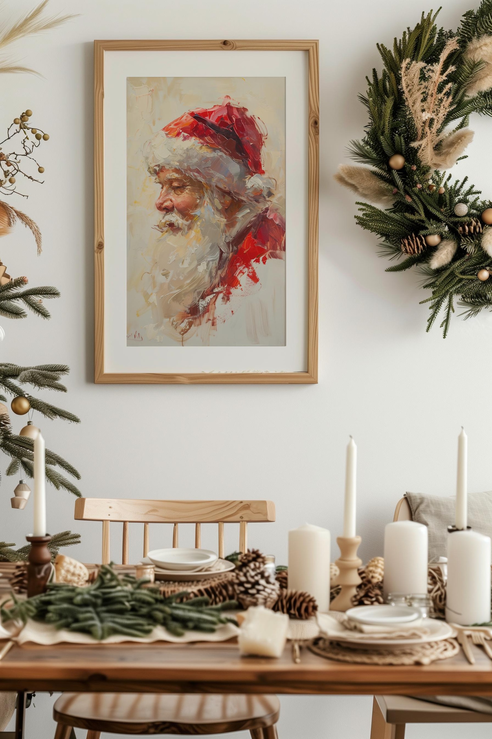 Rustic Santa Claus Portrait: Vintage Christmas Oil Painting (digital ...