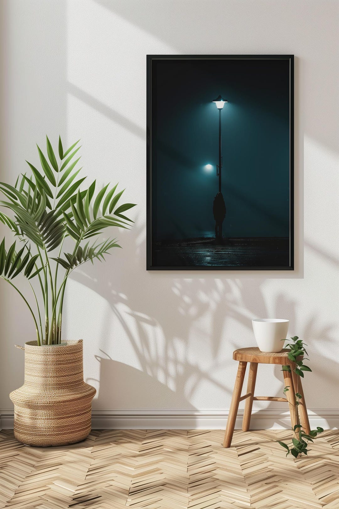 Mysterious Silhouette Under Streetlight – Minimalist Night Photography ...
