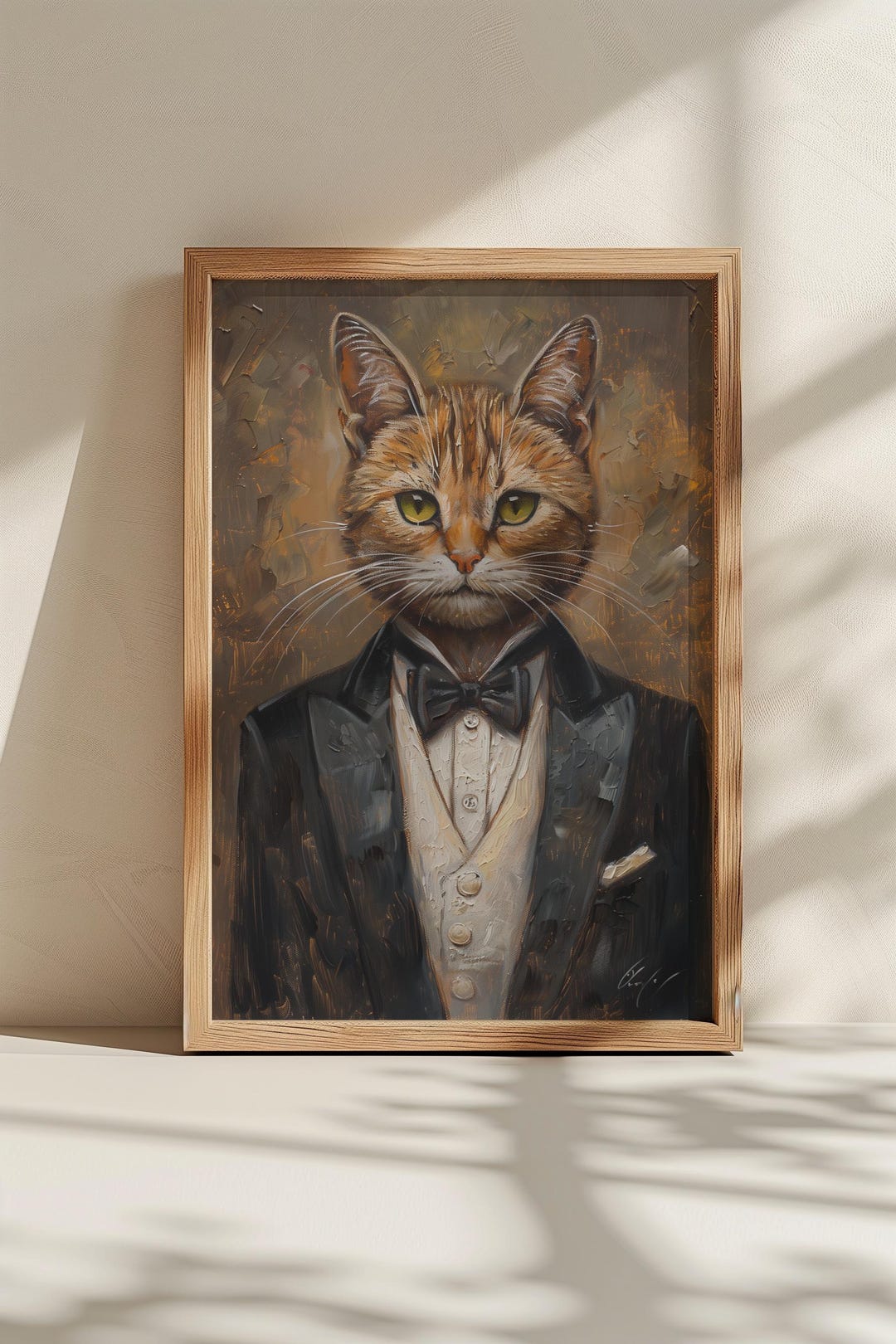 Whimsical Tuxedo Cat Portrait: Funny Animal Art Print (digital Download ...