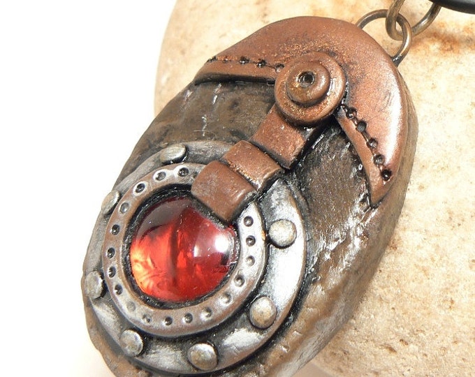 Fantasy Steampunk Jewelry Port Hole W/red Gem Pendant - Etsy