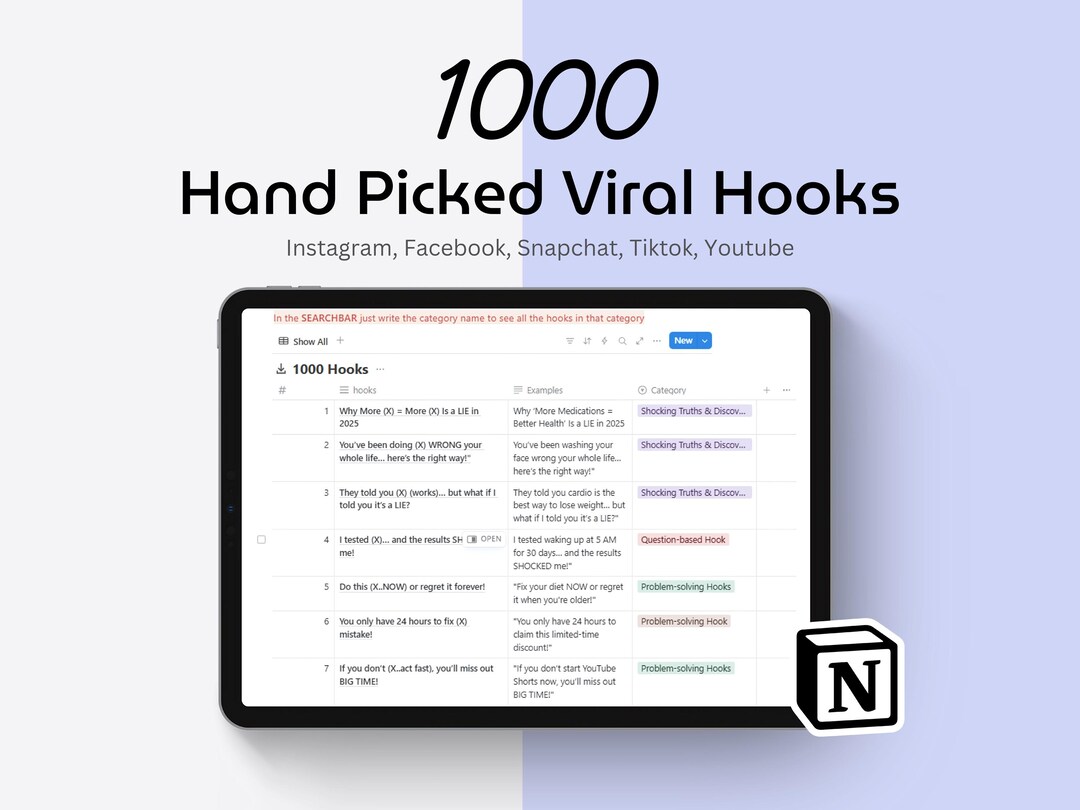1000 Viral Hooks Bundle for Instagram Reels & Tiktok Videos|| Perfect ...