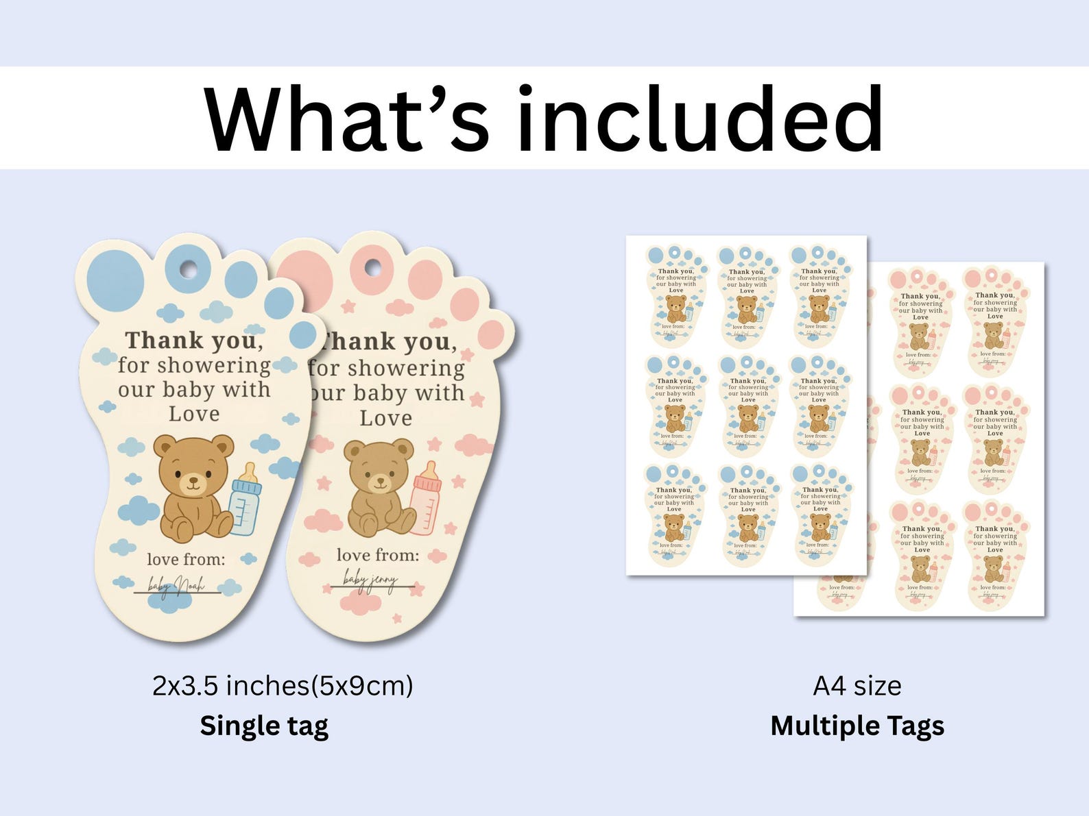Editable Foot Shape Baby Shower Thank You Favor Tag Template, We Can ...