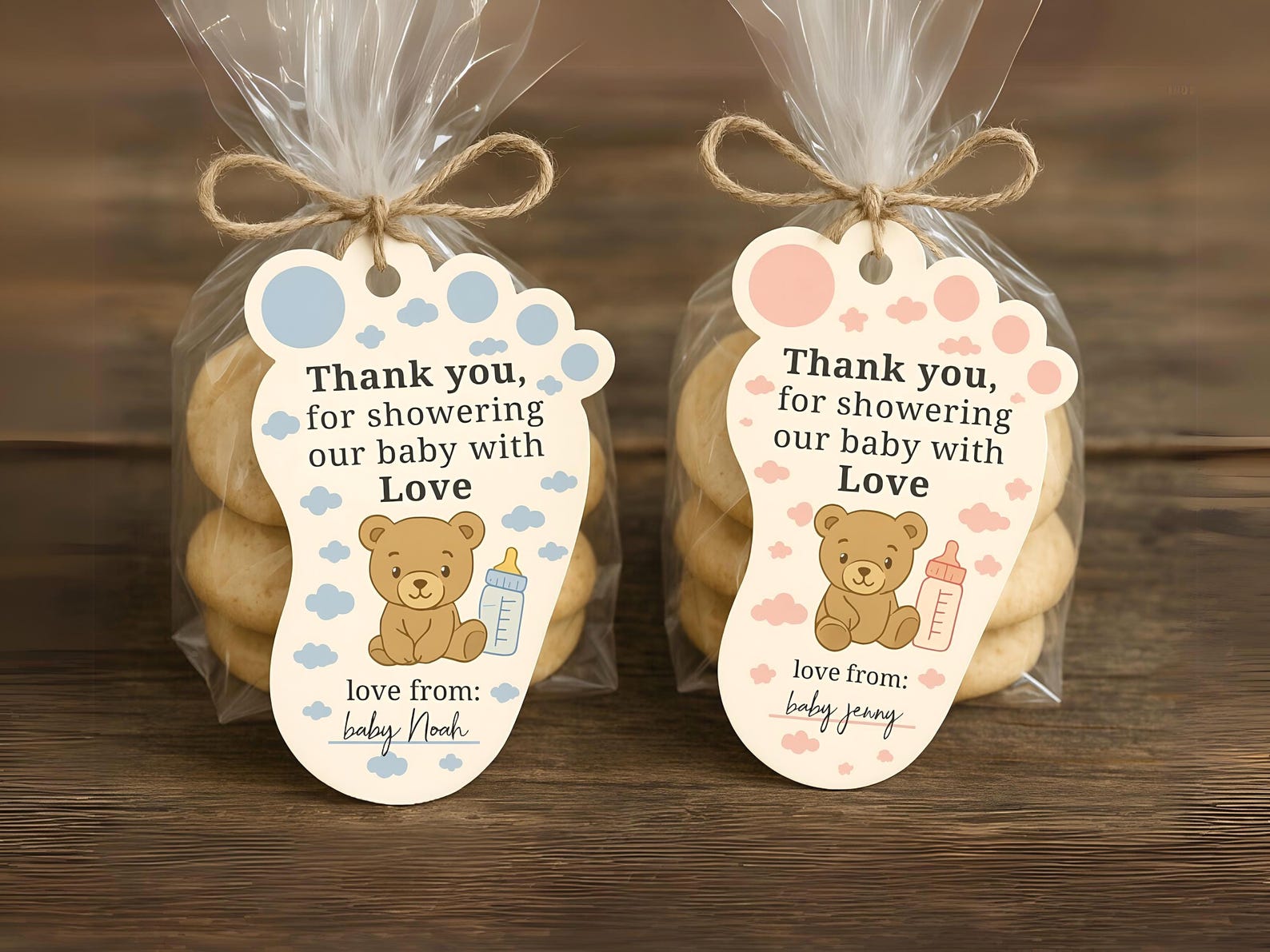 Editable Foot Shape Baby Shower Thank You Favor Tag Template, We Can ...
