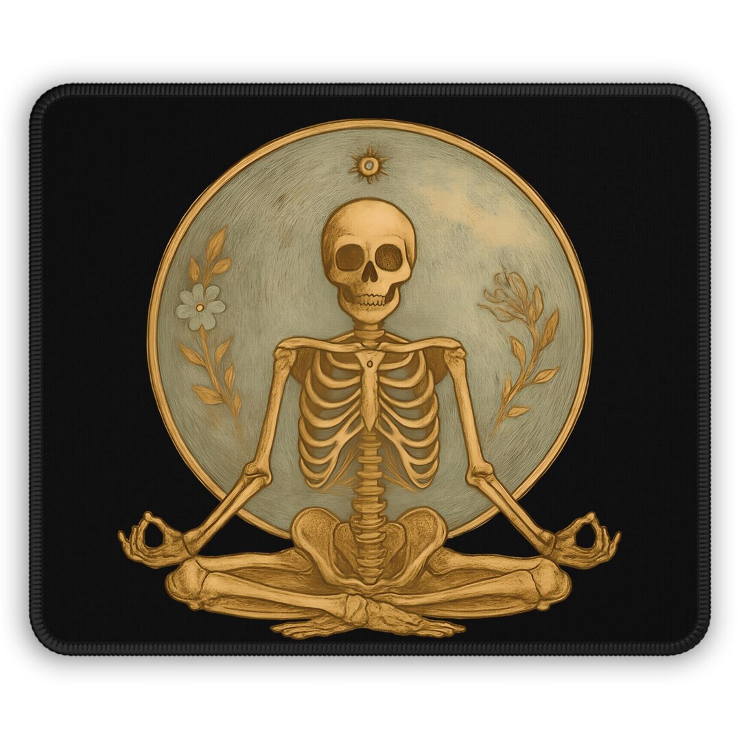 Meditating Skeleton Mouse Pad | Skull Zen Desk Mat - Etsy