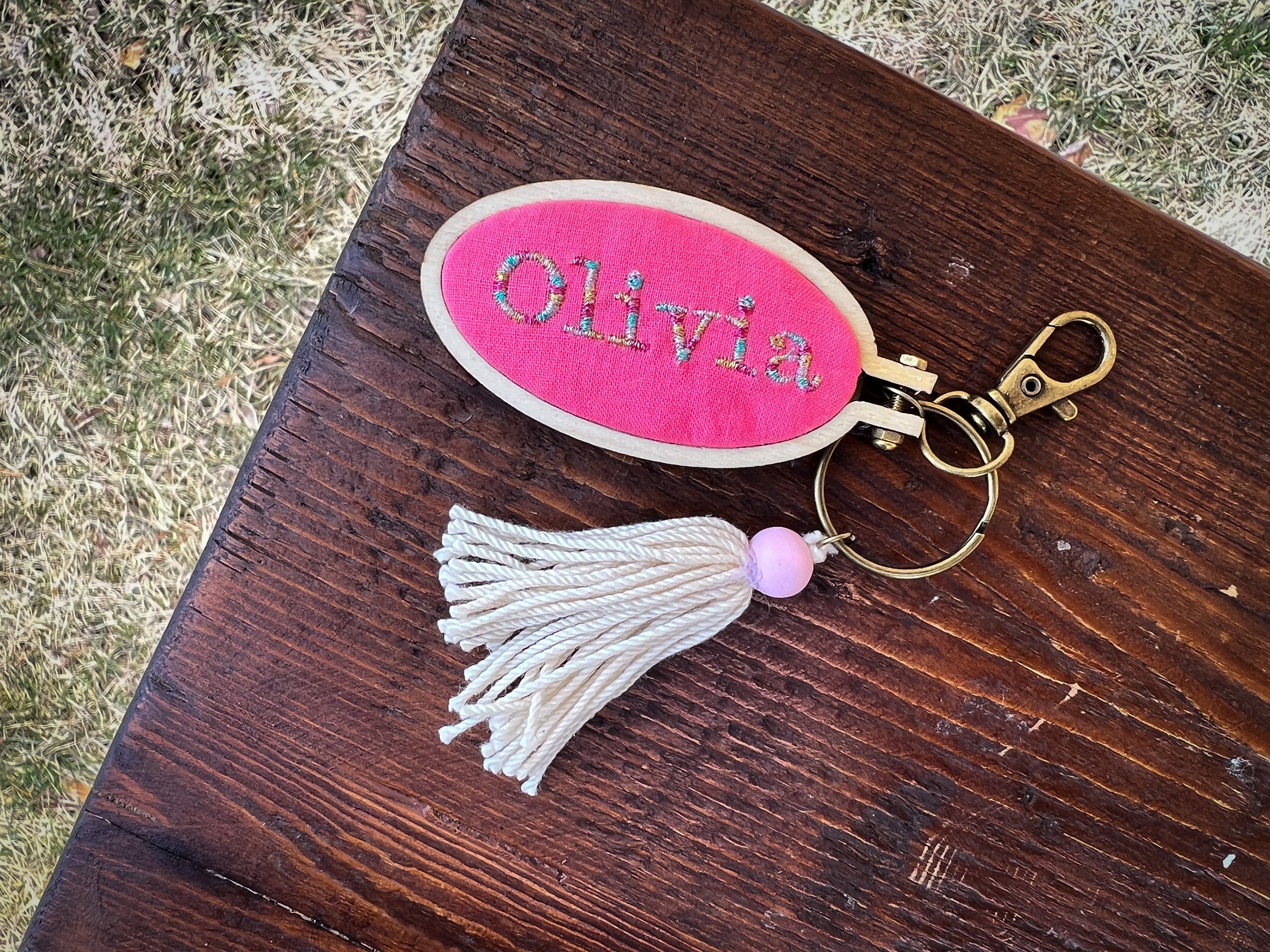 Personalized Custom Embroidered Keychain - Etsy