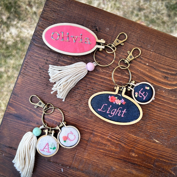 Embroidered Keychain - Etsy