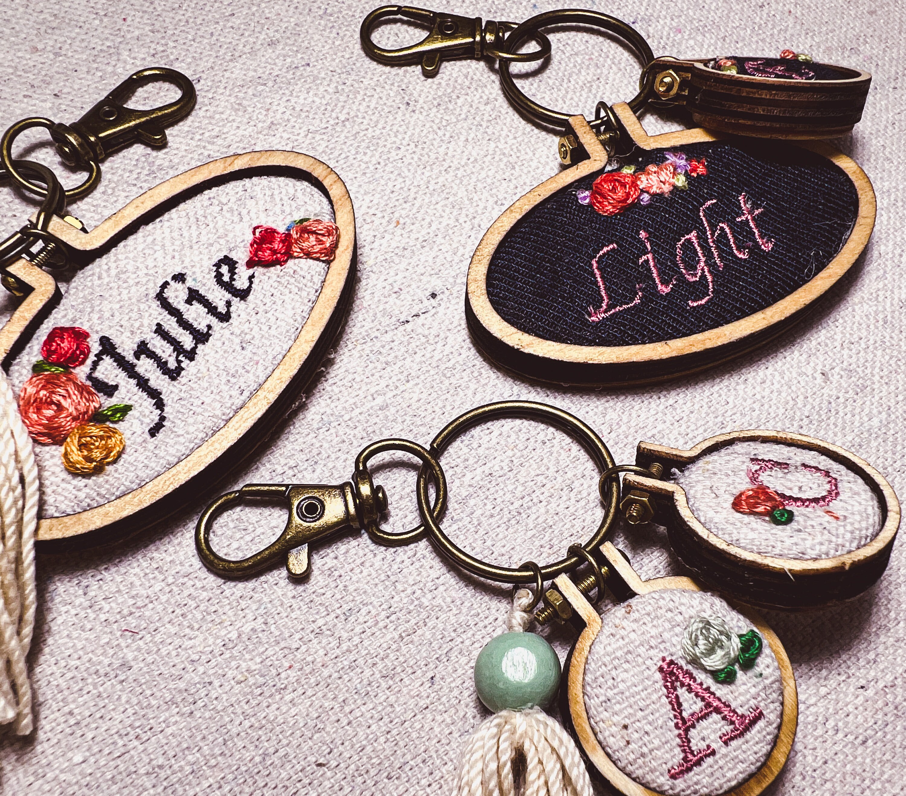 Personalized Custom Embroidered Keychain - Etsy
