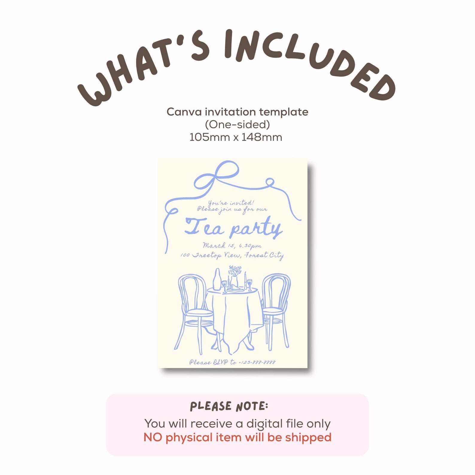 Hand Drawn Tea Party Invitation Template • Elegant Canva Design ...