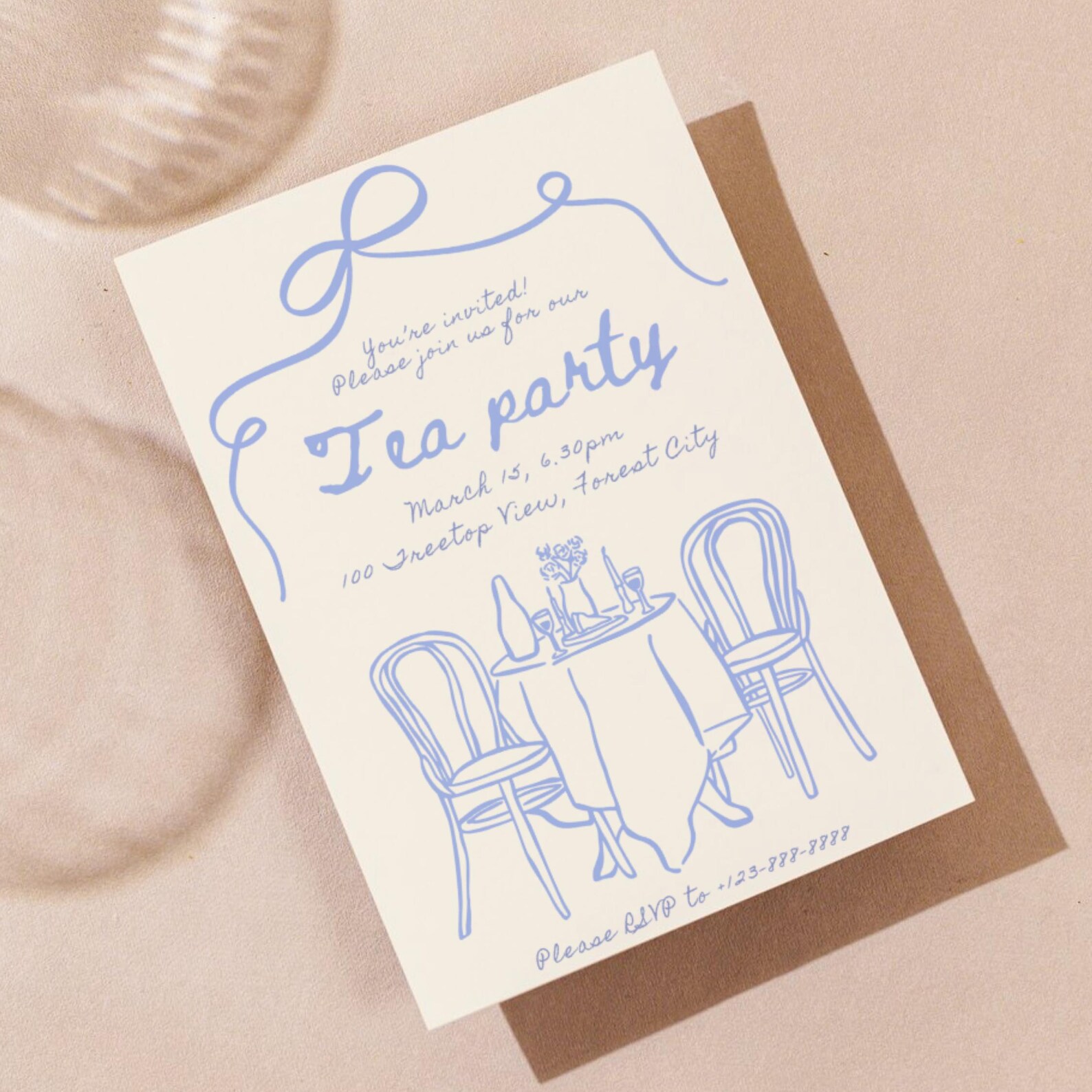 Hand Drawn Tea Party Invitation Template • Elegant Canva Design ...