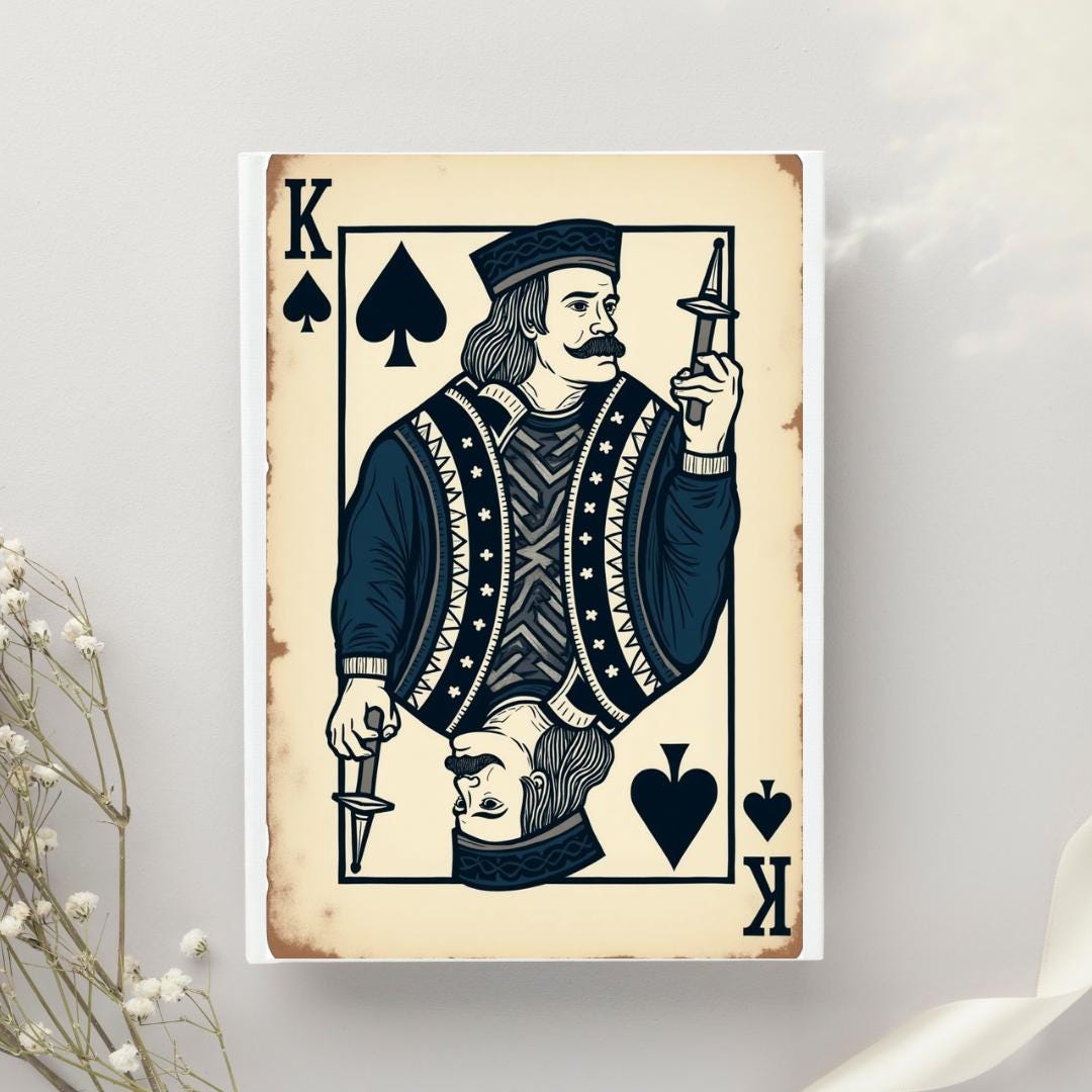 Retro and Vintage King of Spades Playing Card Digital Poster, Digital ...