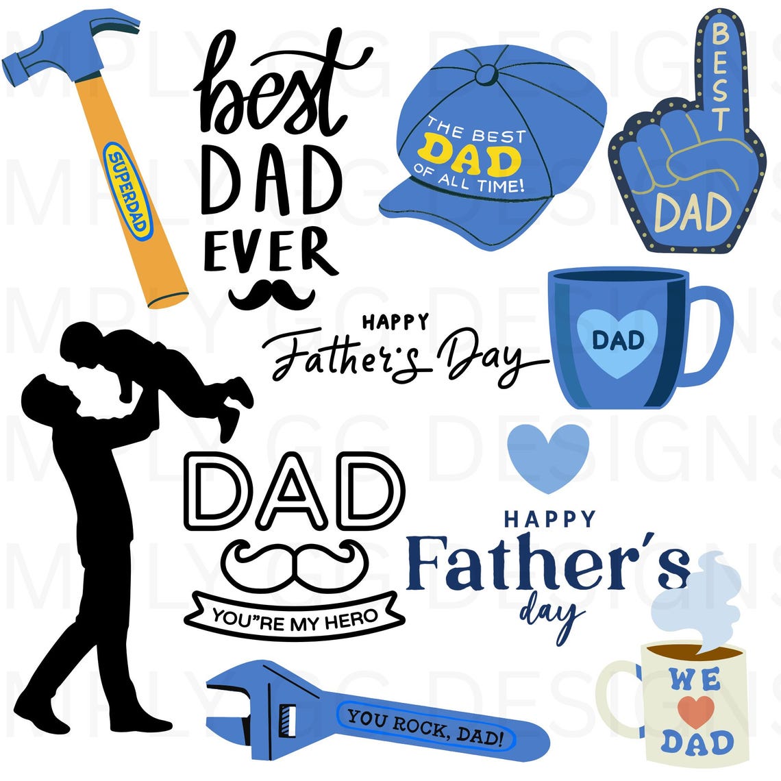 Dad Clipart Bundle PNG | Father’s Day Digital Download | Funny Dad Pngs ...