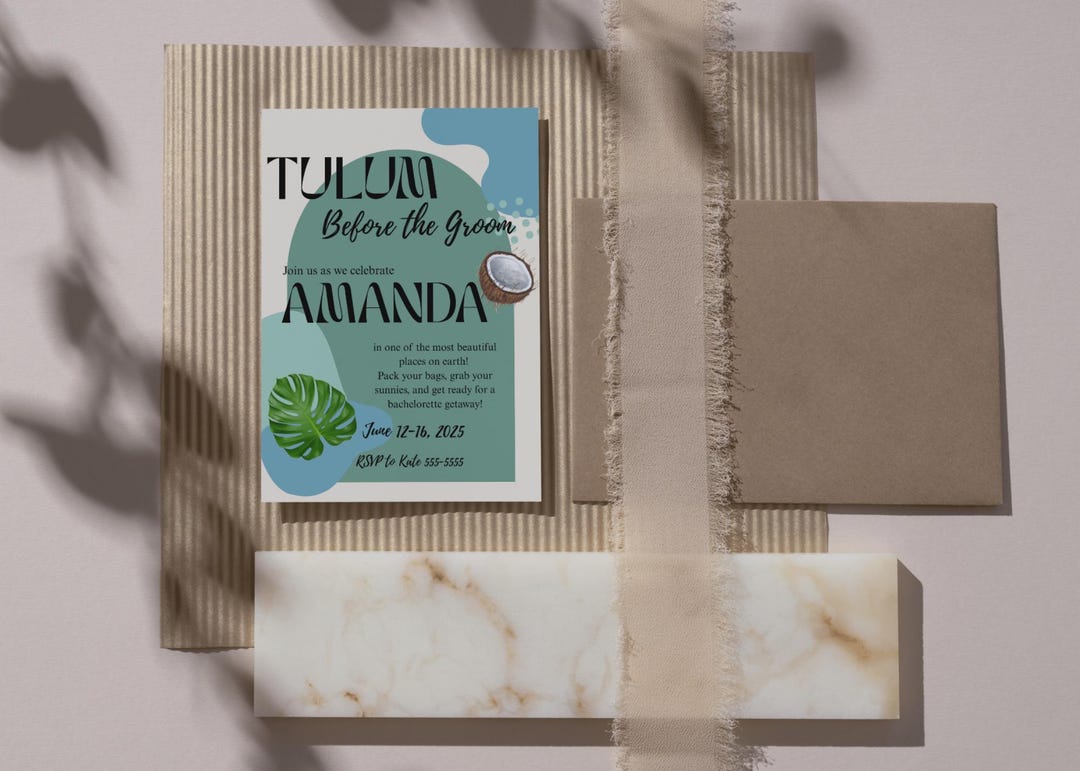 Tulum Bachelorette Invitation Itinerary, Tulum Before the Groom, Green ...