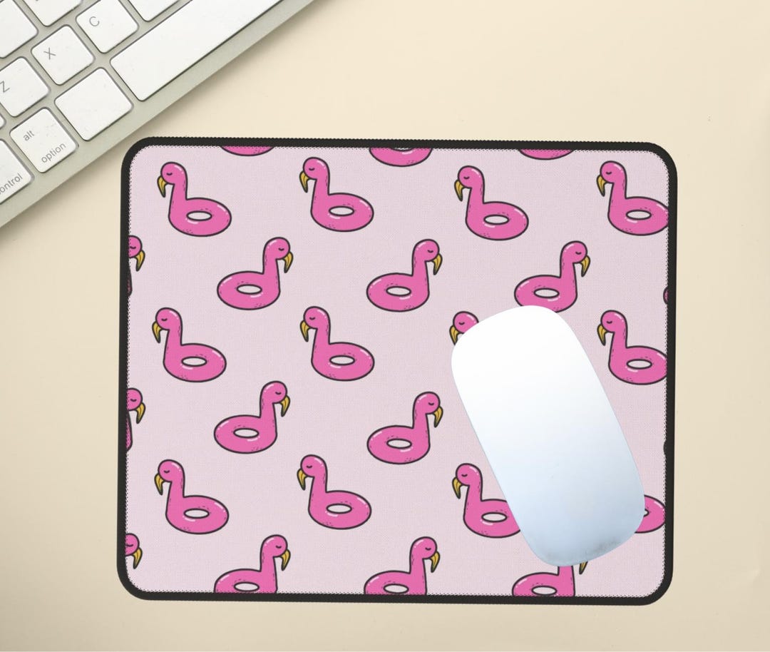 Pink Flamingo Pool Float Mouse Pad | Cute Summer Desk Mat | Fun Office ...
