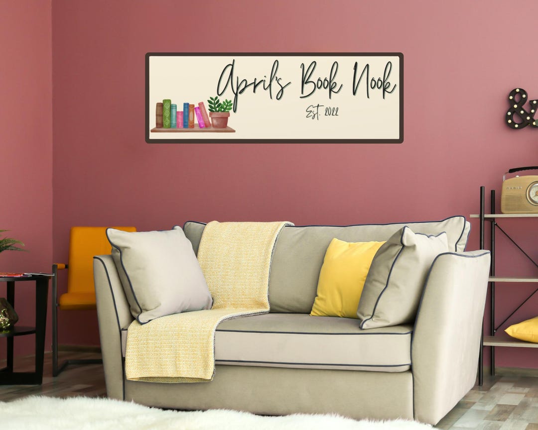 Custom Plant Book Nook Sign, Personalized Cozy Home Decor, Gift for ...