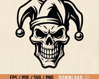 Clown Skull SVG | Evil Jester Vector Art for Tattoos, Stickers ...