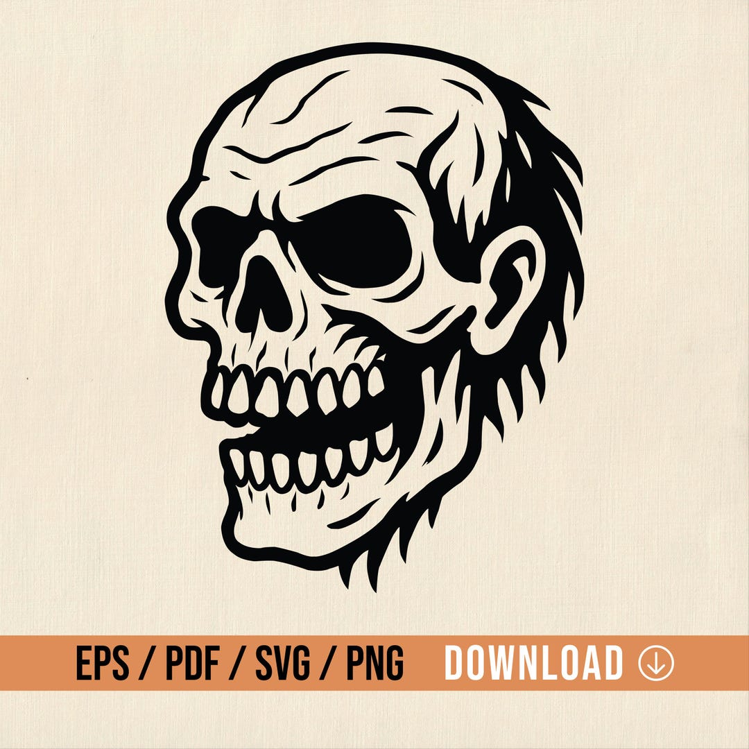 Zombie Skull SVG | Creepy Rotting Corpse Vector Art for Tattoos ...