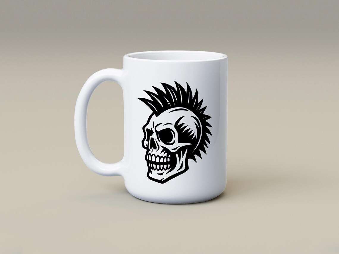 Punk Skull SVG | Mohawk Rebel Vector Art for Tattoos, Stickers ...