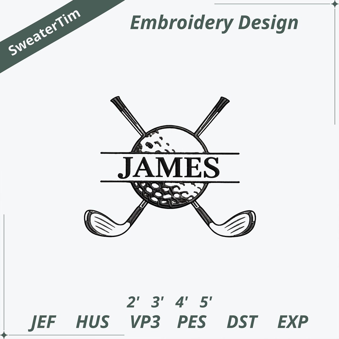 Golf Tee Monogram Frame Machine Embroidery Design, 4 Sizes,sport ...