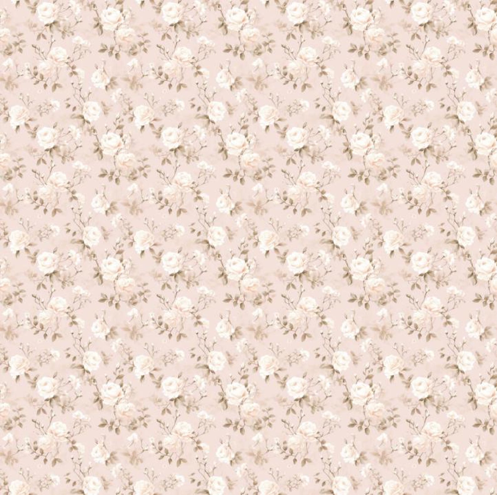 Vintage Rose Fabric Fabric Shabby Chic Roses Fabric Romantic Floral ...