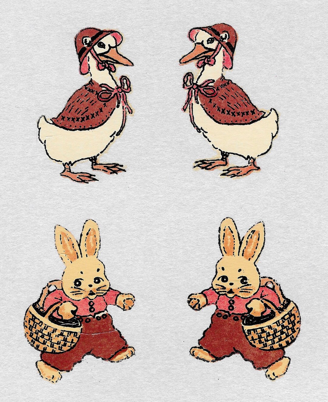 2 Sets of Cute DUCK & RABBIT Traditional Nursery Decoration Original ...