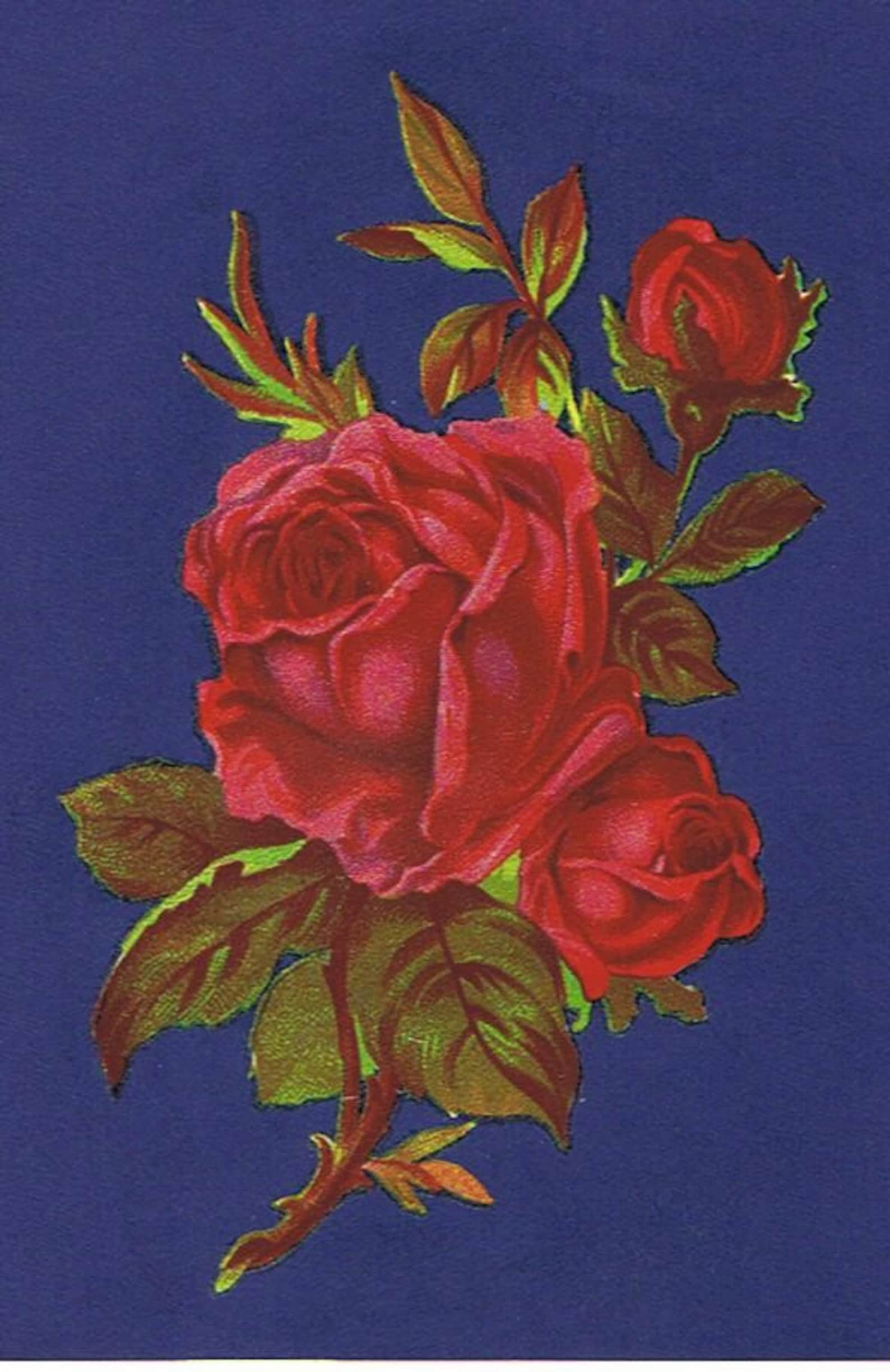1 Red Rose Victorian Design Vintage Decals Transfer Floral Shabby Chic ...