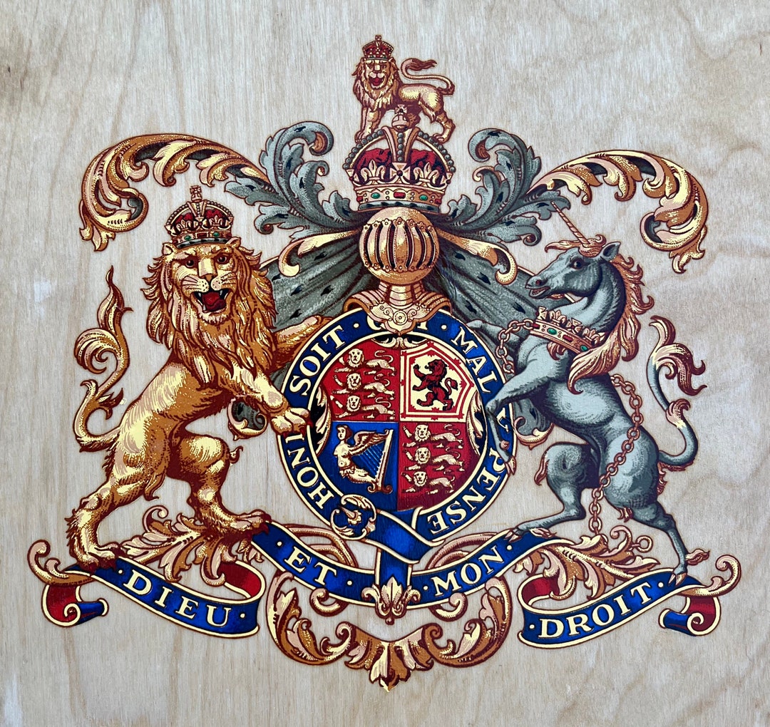 Royal Coat of Arms With Tudor Crown Image Transfer Decal Unique Vintage ...