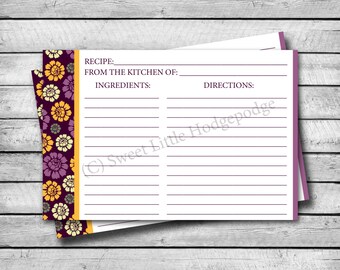 Purple recipe card | Etsy