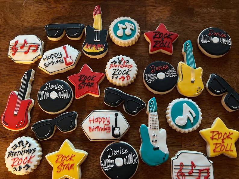 Rock and Roll Guitar Decorated Sugar Cookies - Etsy