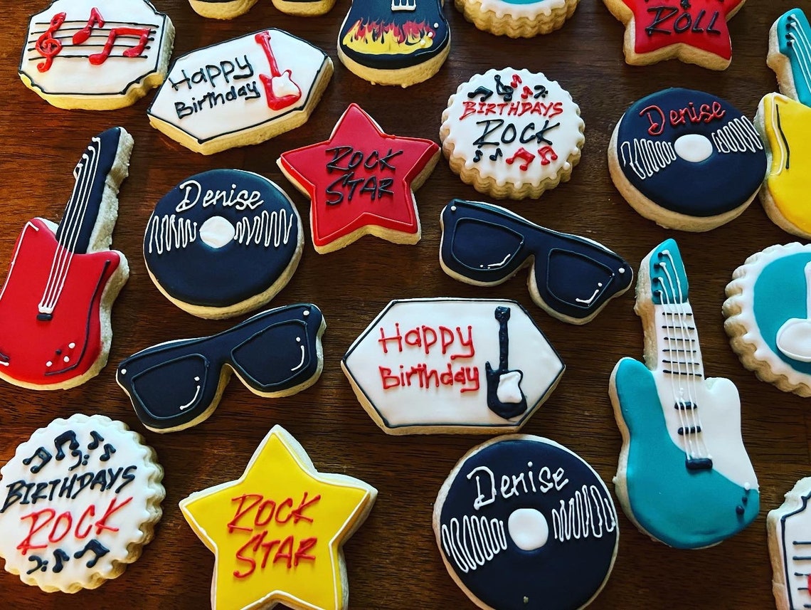 Rock and Roll Birthday Cookies, Rock and Roll Cookies - Etsy