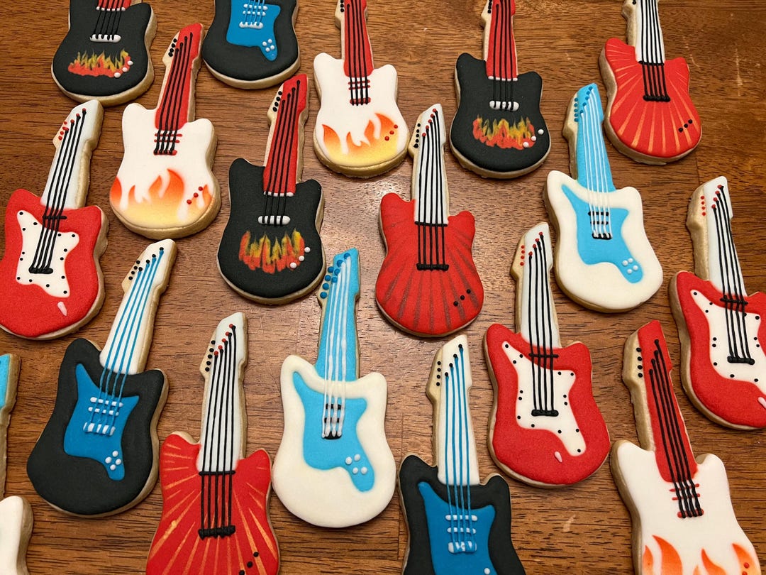 Rock and Roll Guitar Decorated Sugar Cookies - Etsy