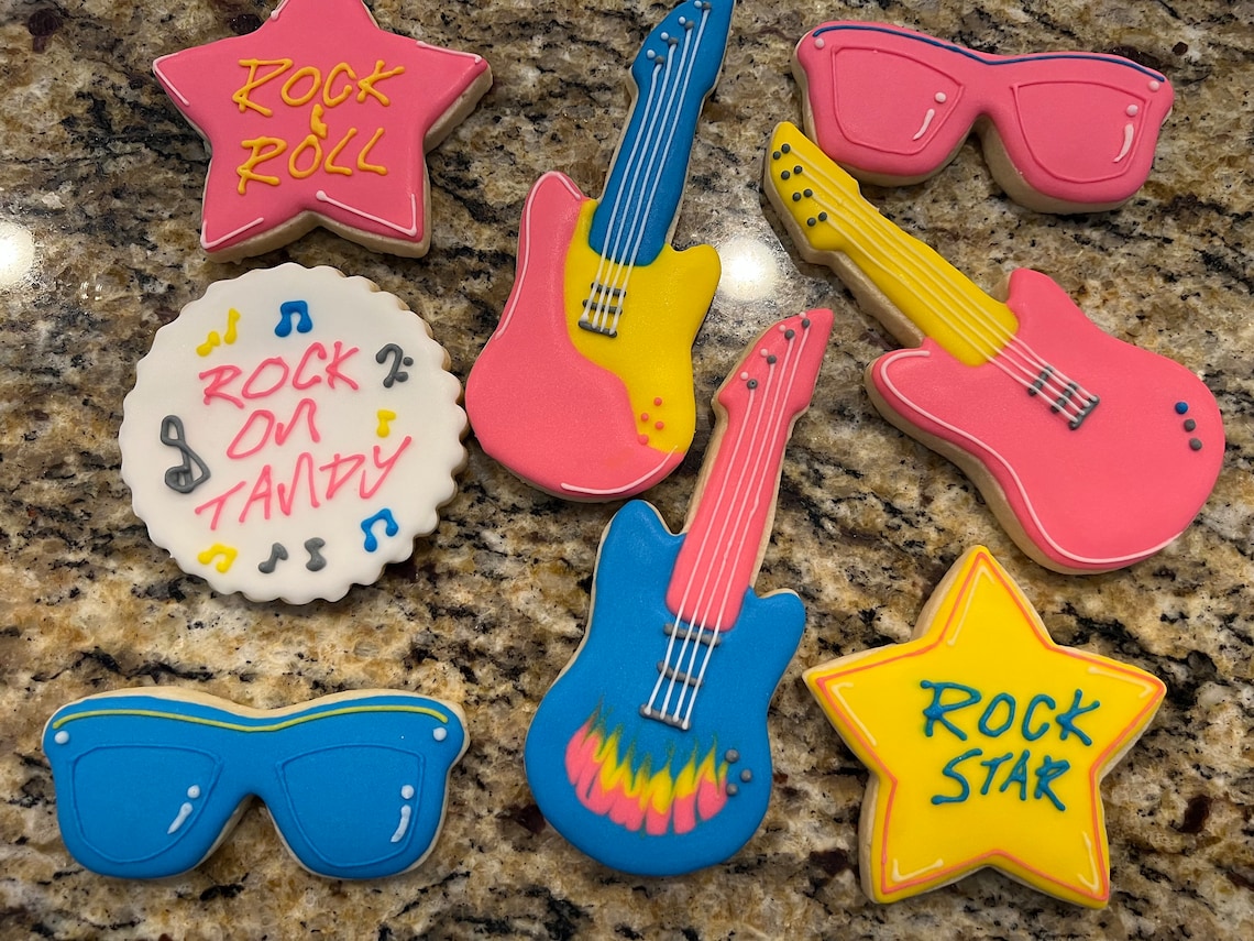 Rock and Roll Birthday Cookies, Rock and Roll Cookies - Etsy