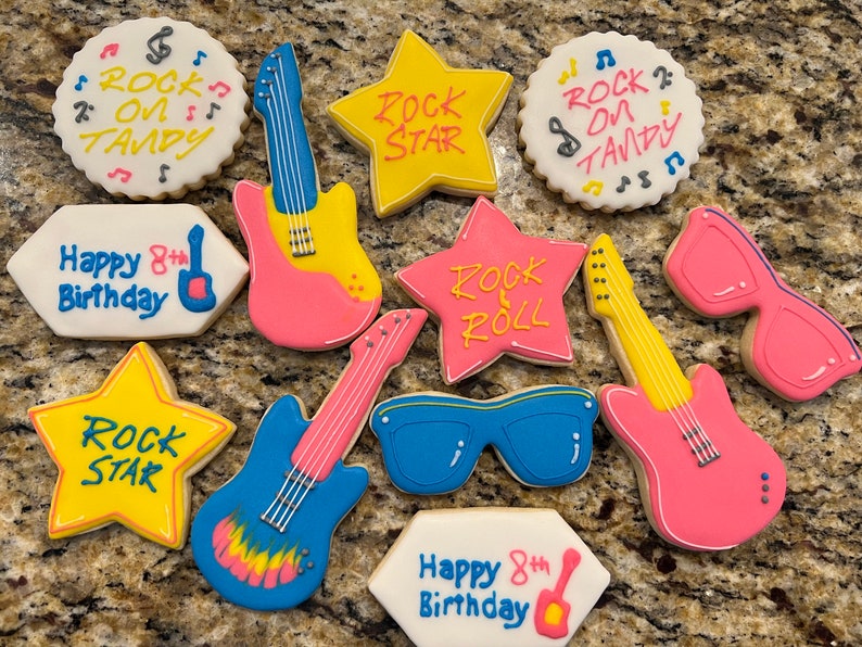 Rock and Roll Birthday Cookies, Rock and Roll Cookies - Etsy