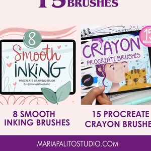 Procreate Inking and Crayon Set, Smooth Inking Brushes + Crayon Brushes for Texture and Digital ...