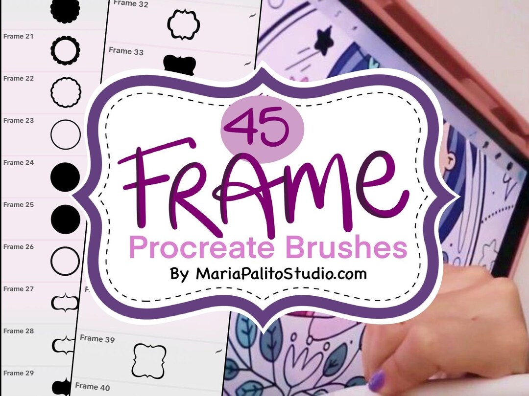45 Frame Procreate Stamp Brushes, Scalloped, Bracket, Rounded ...