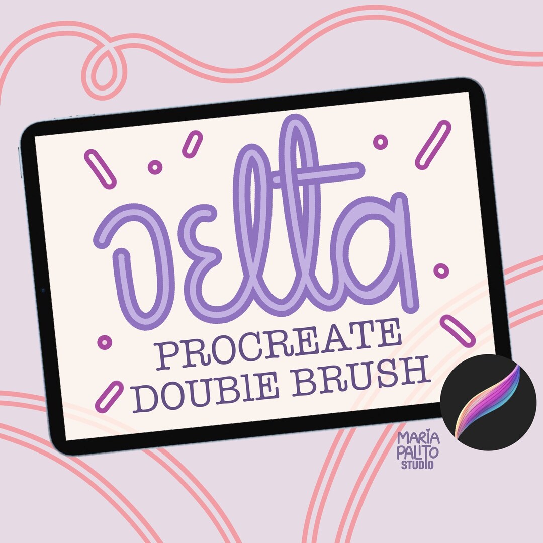 Doble Brush for Procreate "delta" Easy Outline Lettering Brush Lineart ...